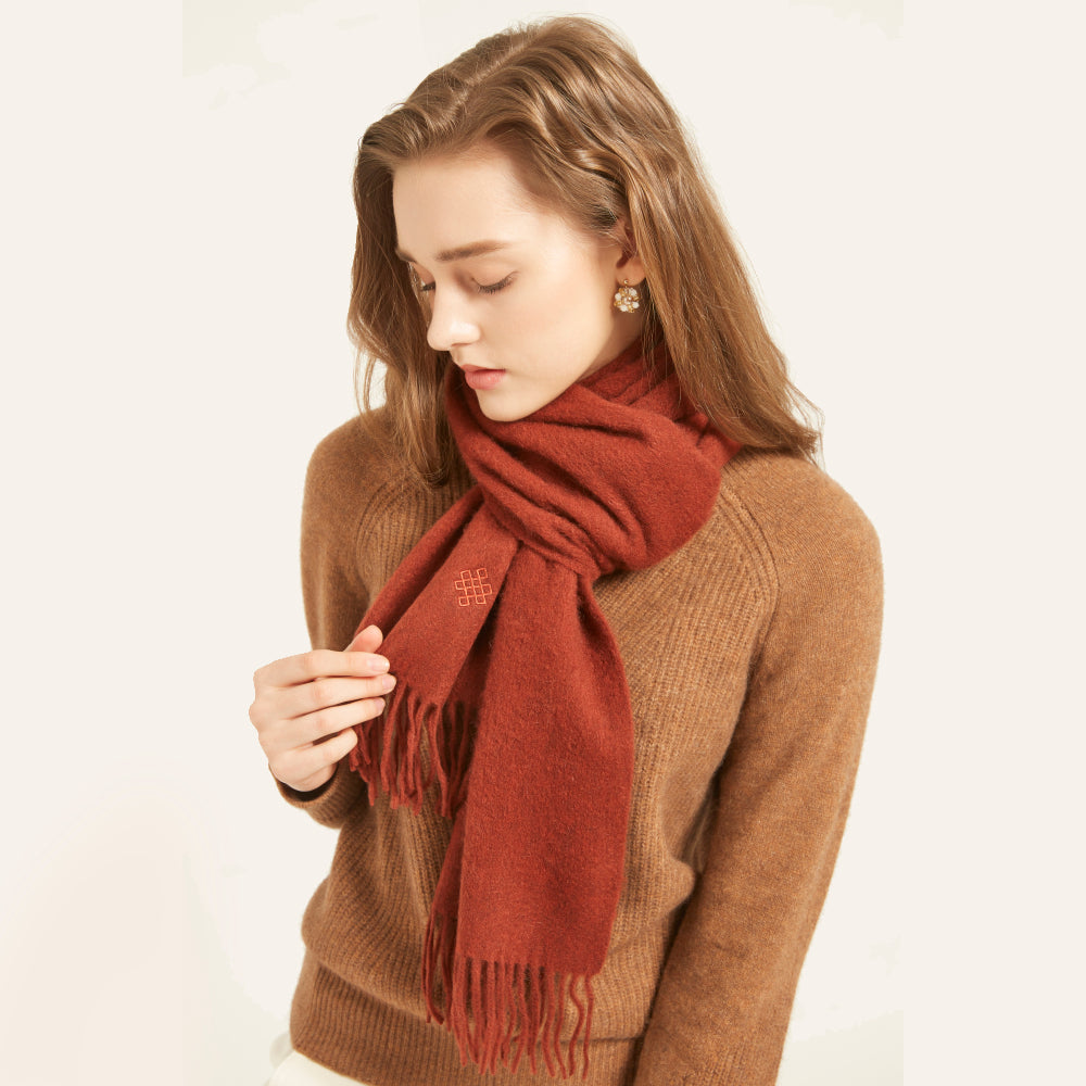 Rust Yak Wool Scarf | SHOKAY